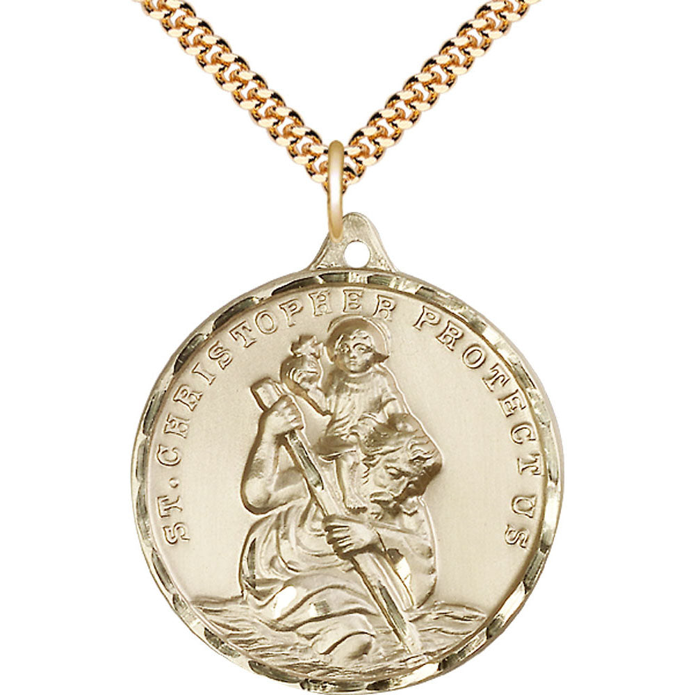 Gold Filled Saint Christopher Pendant - 0203CGF – Crosses & Medals