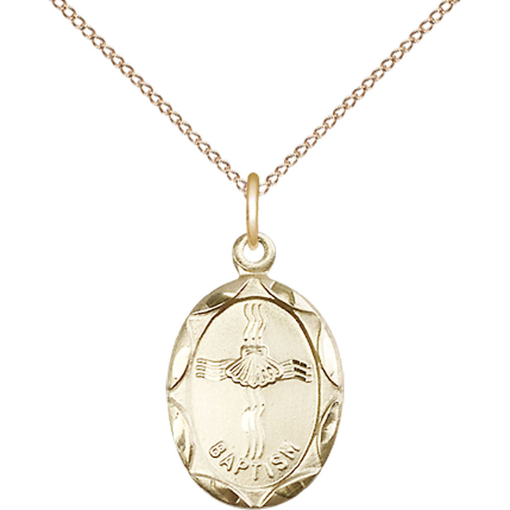 Gold Filled Baptism Pendant - 0612BAGF – Crosses & Medals