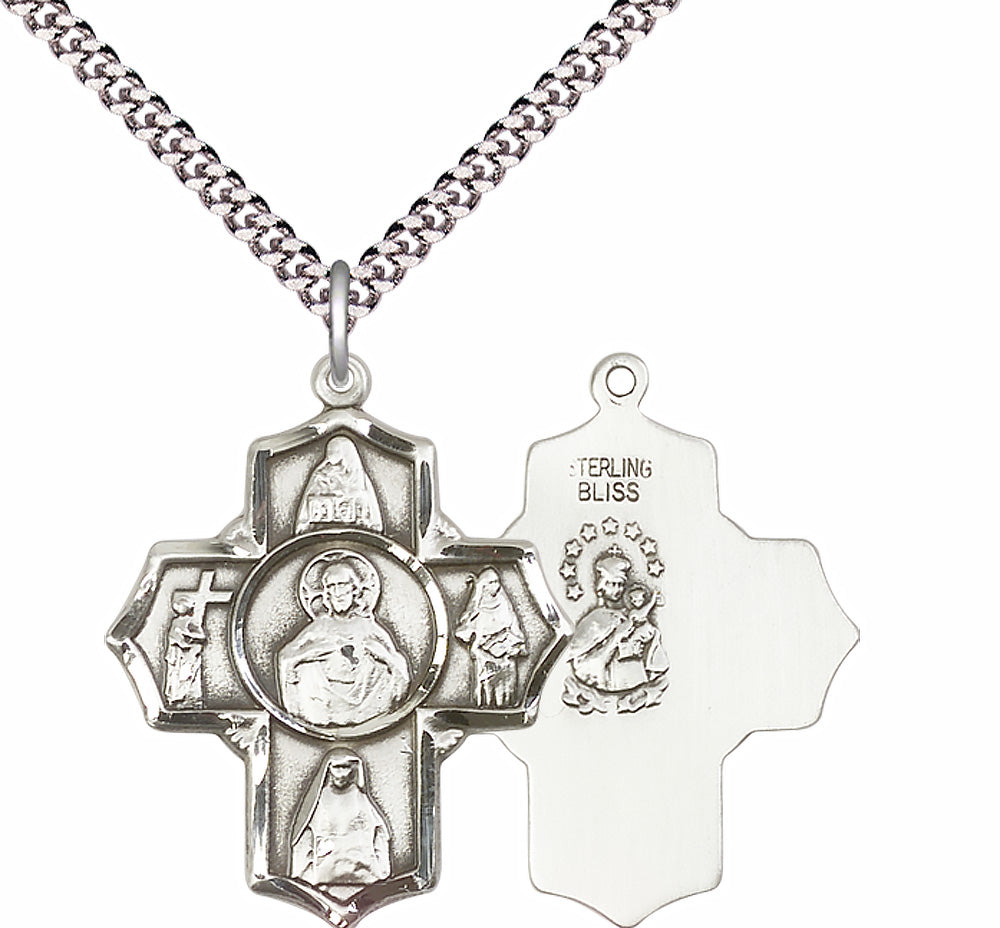 Sterling Silver Scapular 4-Way Pendant - 5715SS – Crosses & Medals