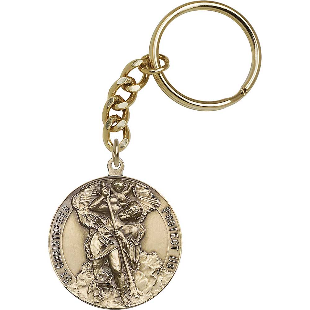 Antique Gold St. Christopher Keychain - 5867 – Crosses & Medals