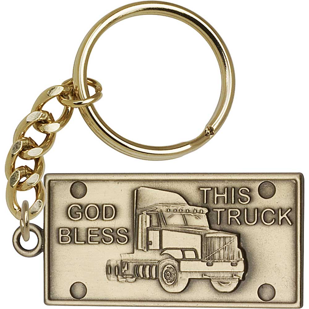 Antique Gold God Bless This Truck Keychain - 5877 – Crosses & Medals