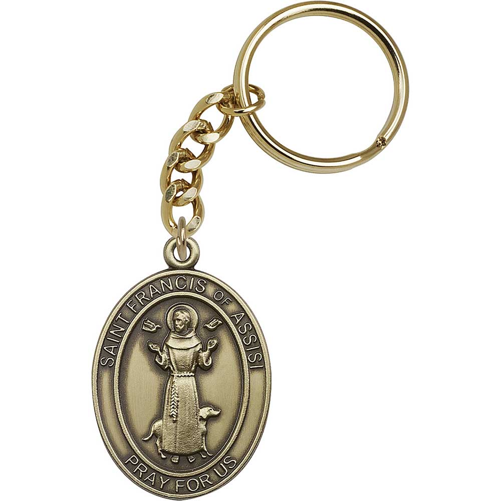 Antique Gold St. Francis of Assisi Keychain - 6736 – Crosses & Medals