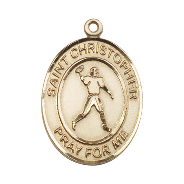 14kt Gold St. Christopher Medal - Large Football – Crosses & Medals