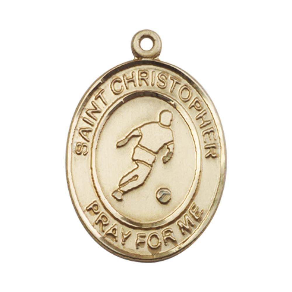 14kt Gold St. Christopher Medal - Large Soccer – Crosses & Medals