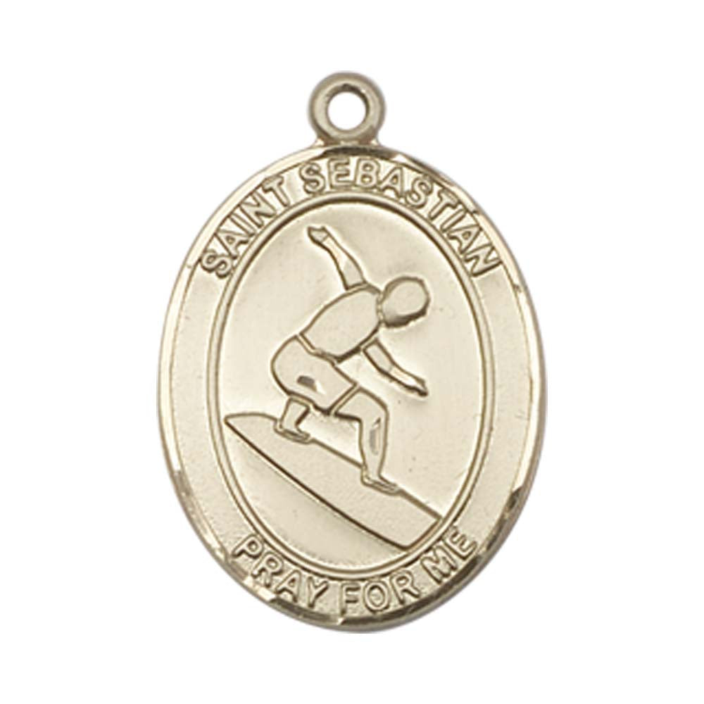 14kt Gold St. Sebastian/Surfing Medal - Large – Crosses & Medals