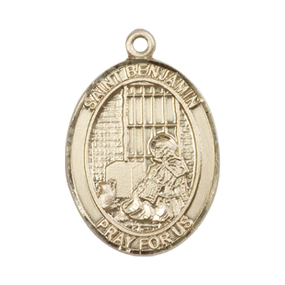 14kt Gold St. Benjamin Medal - Medium – Crosses & Medals