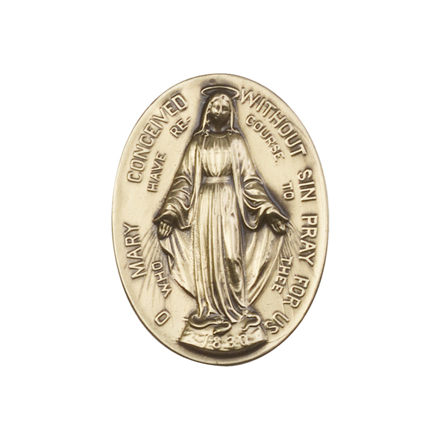 Antique Gold Immaculate Conception Visor Clip - 89-100VG – Crosses & Medals
