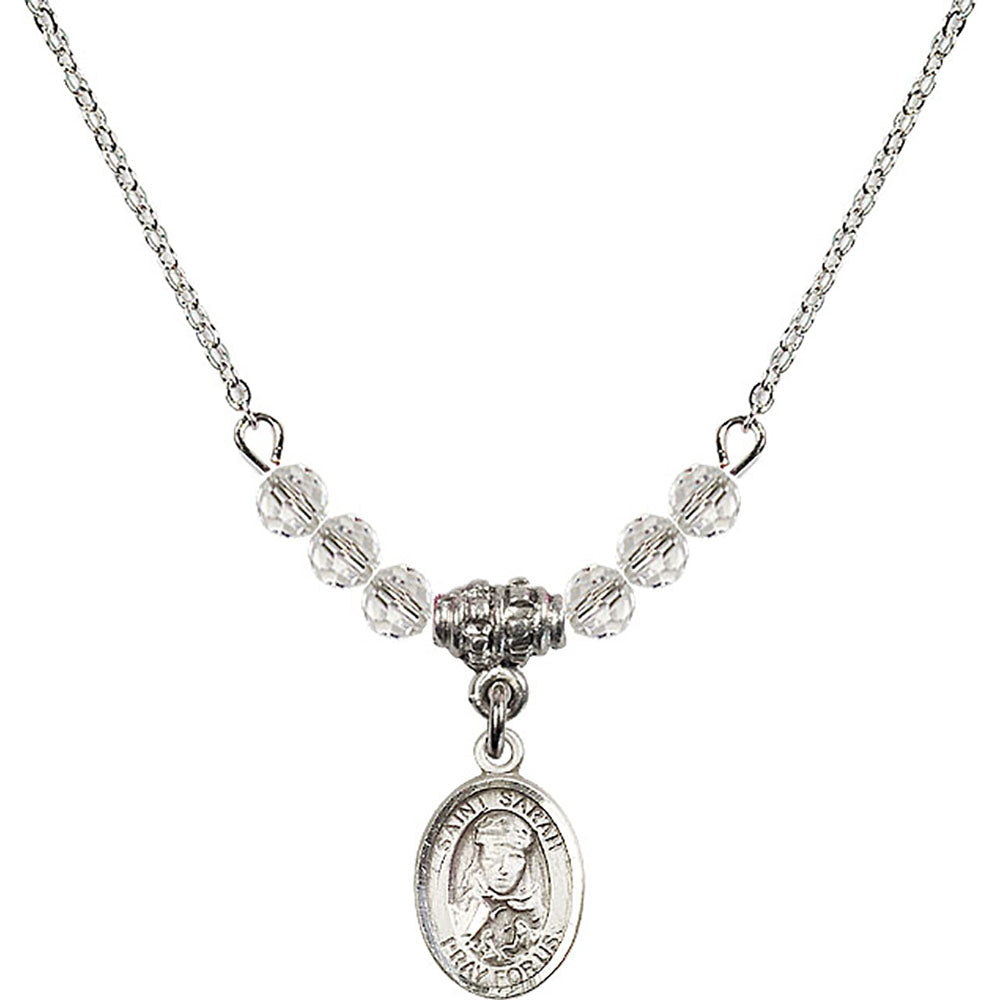 Sterling Silver Saint Sarah Birthstone Necklace with Crystal Beads - 9 ...