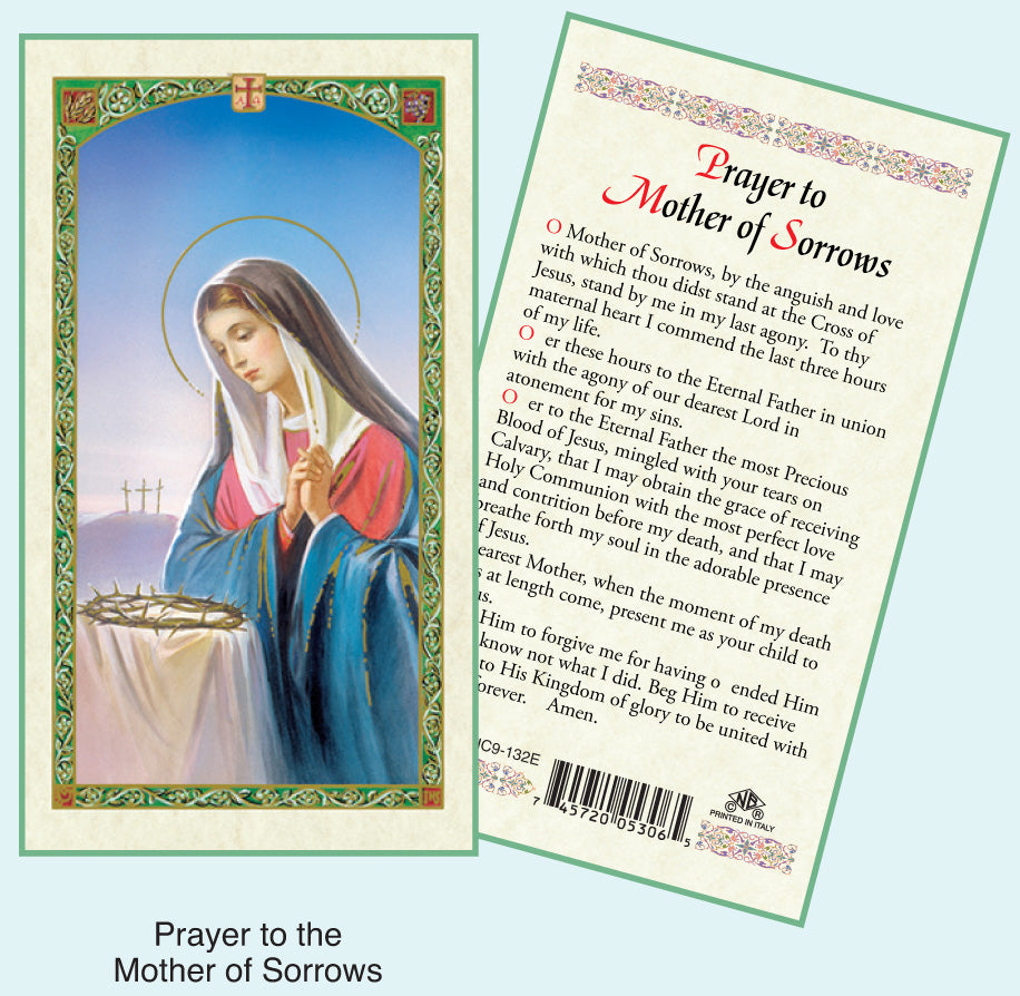 PRAYER CARD SORROWFUL MOTHER – Crosses & Medals