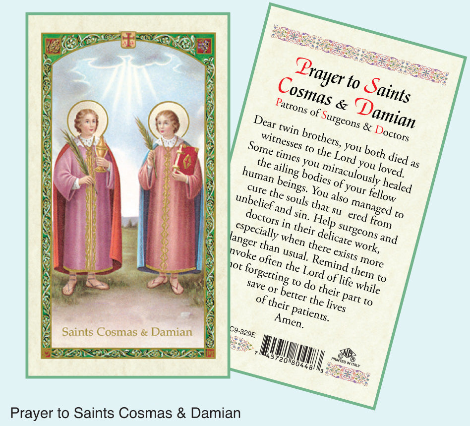 PRAYER CARD COSMAS/DAMIAN – Crosses & Medals
