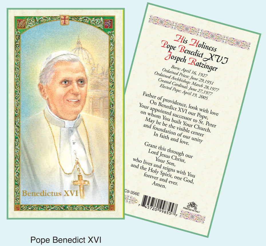 PRAYER CARD POPE BENEDICT XVI – Crosses & Medals